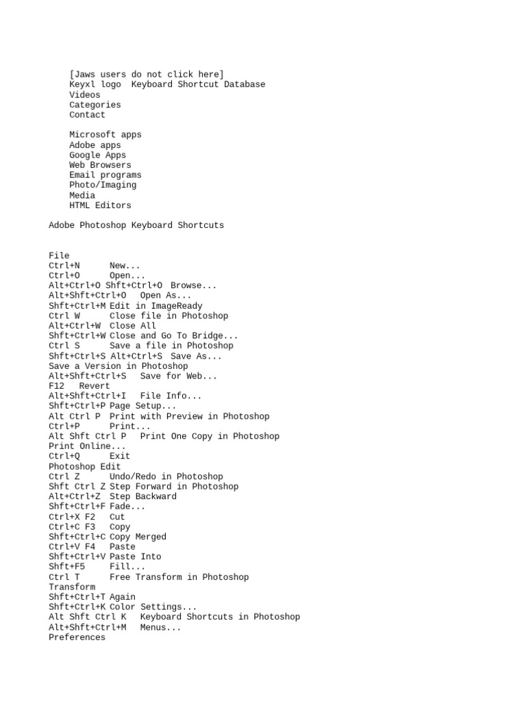 Adobe Keys | PDF | Adobe Photoshop | Computing
