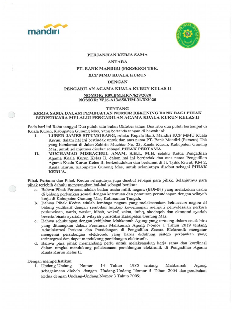 MoU Mandiri | PDF