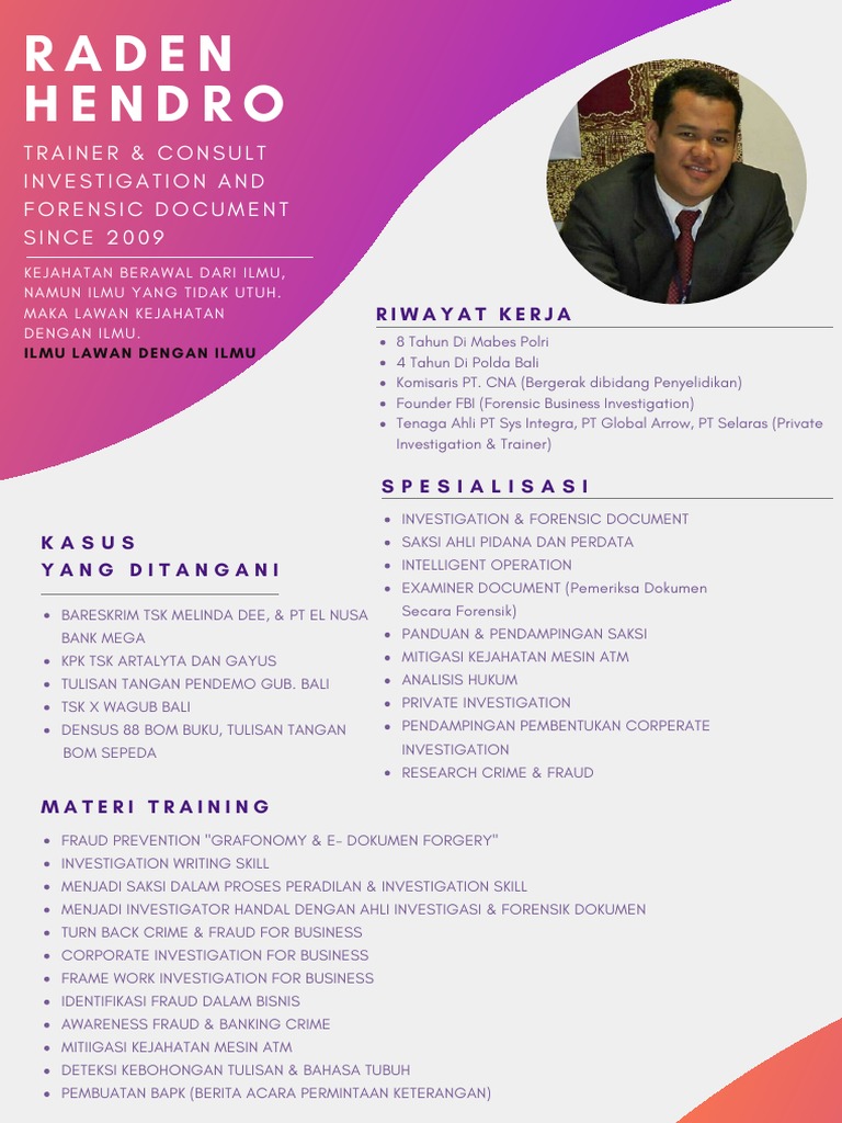 CV Mr. R. Hendro (Assosiate Trainer) | PDF