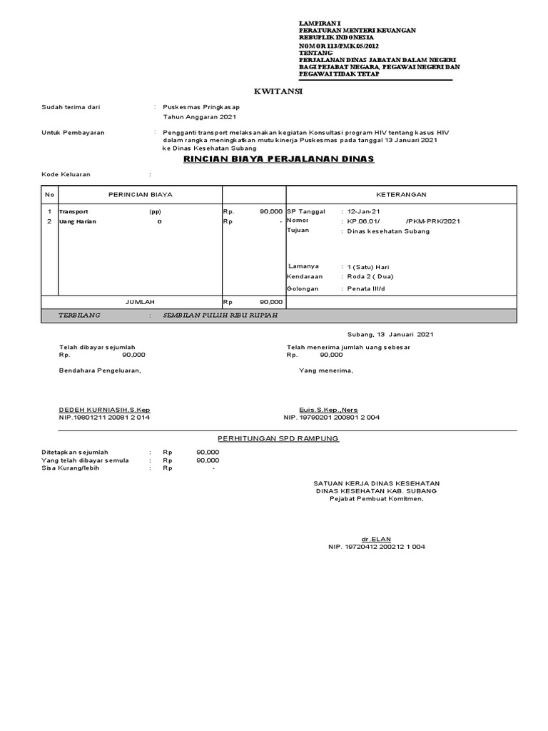 Fomat Kwitansi SPJ Bok | PDF