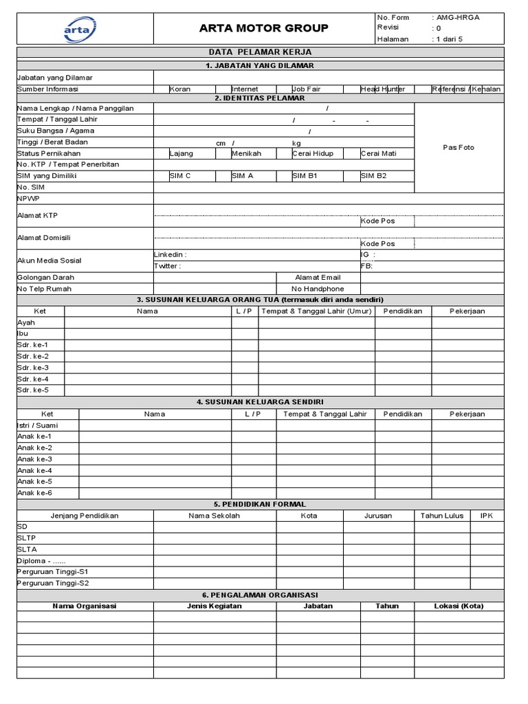 Form Data Pelamar.xlsx | PDF