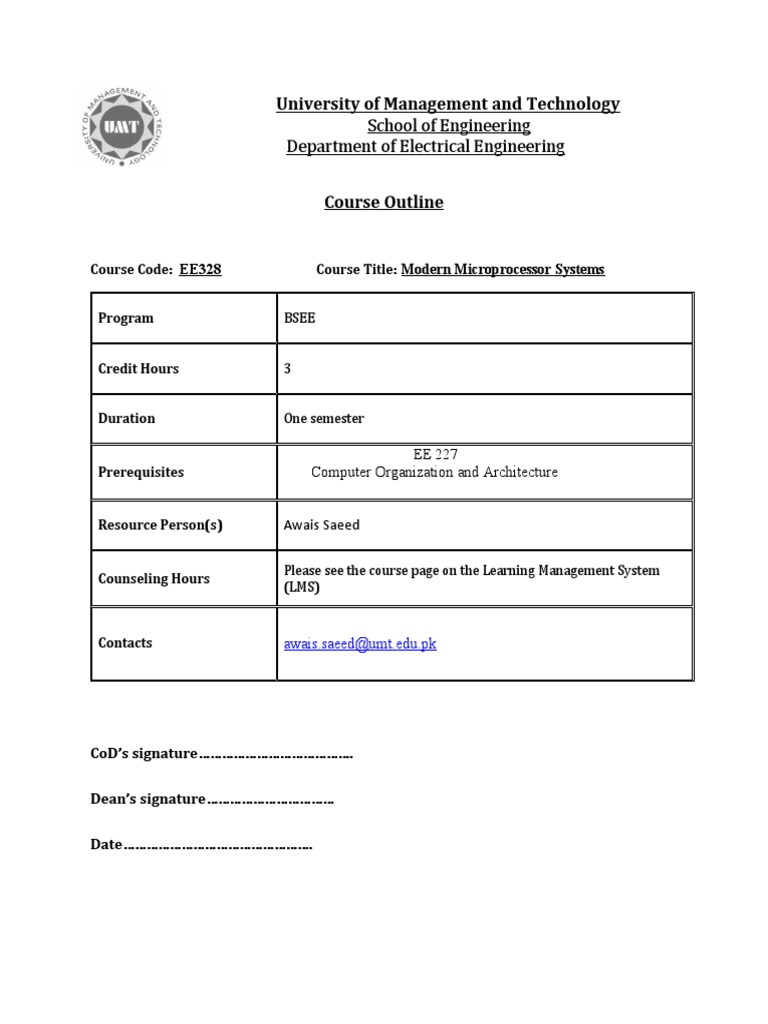 EE328 Modern Microprocessor Systems Syllabus | PDF | Central Processing Unit | Classes Of Computers