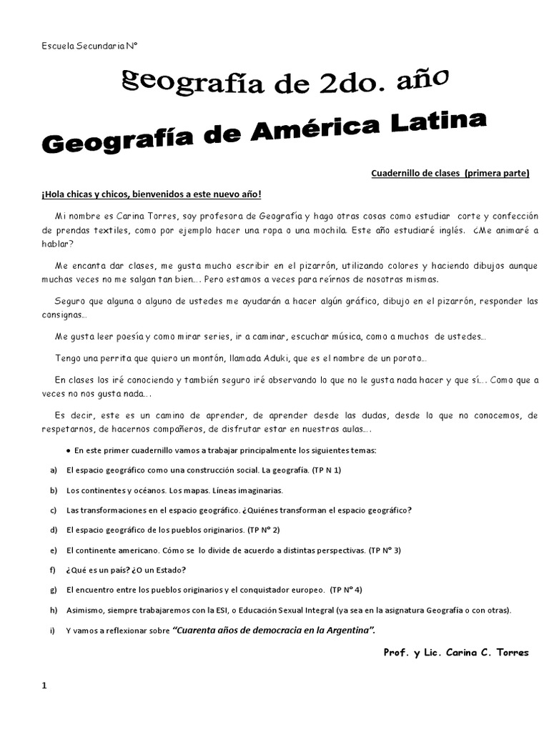 Cuadernillo de Geografía 2do. Año 2023 | PDF | Américas | Sociedad