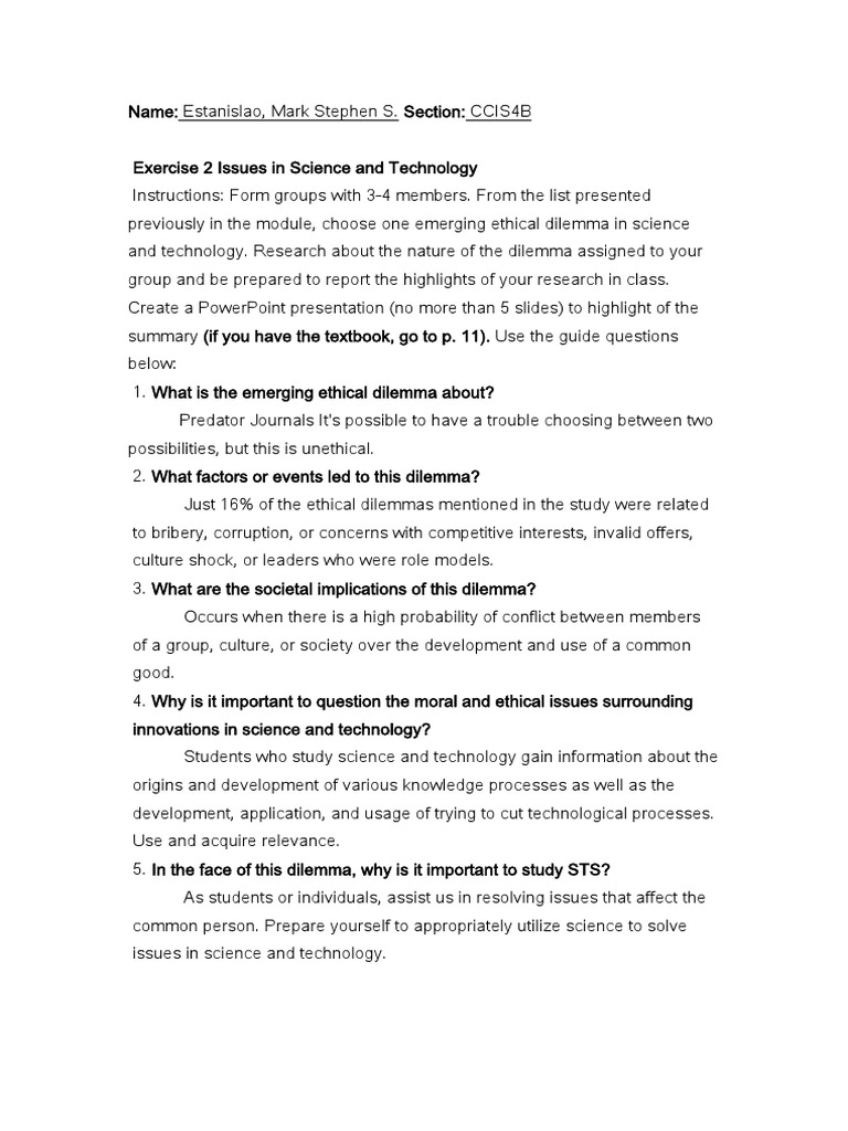 Emerging Ethical Dilemmas in SciTech | PDF