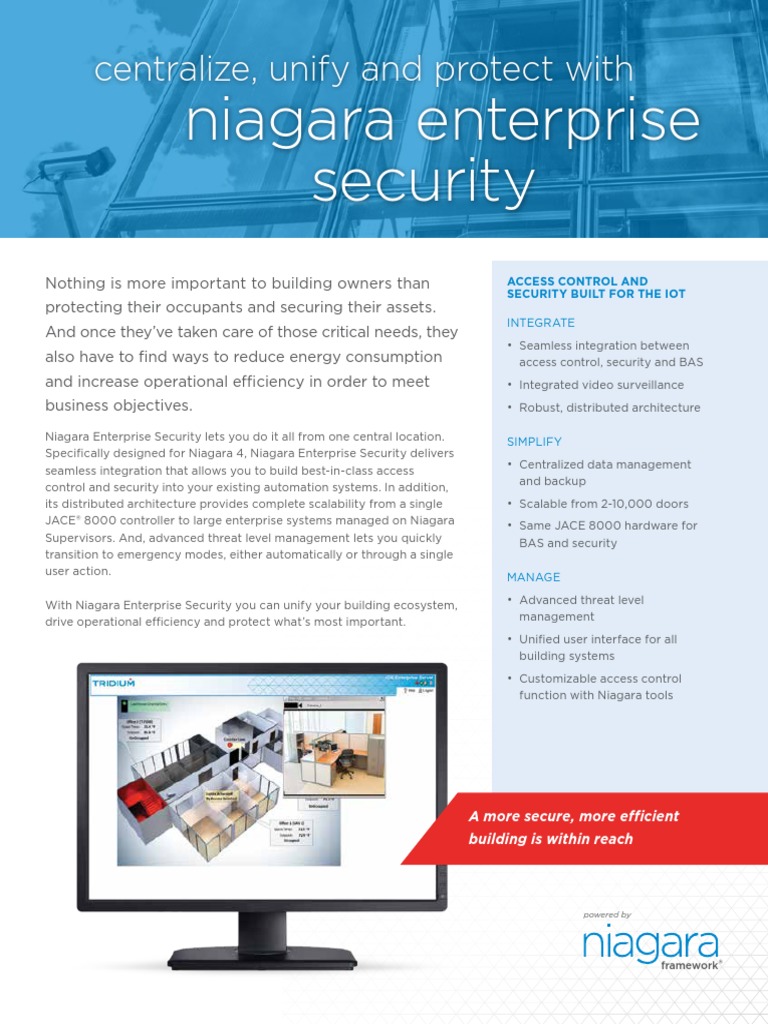 Niagara Enterprise Security 2.4 - SellSheet - TRIDIUM - FINAL PDF | PDF | Databases | Access Control