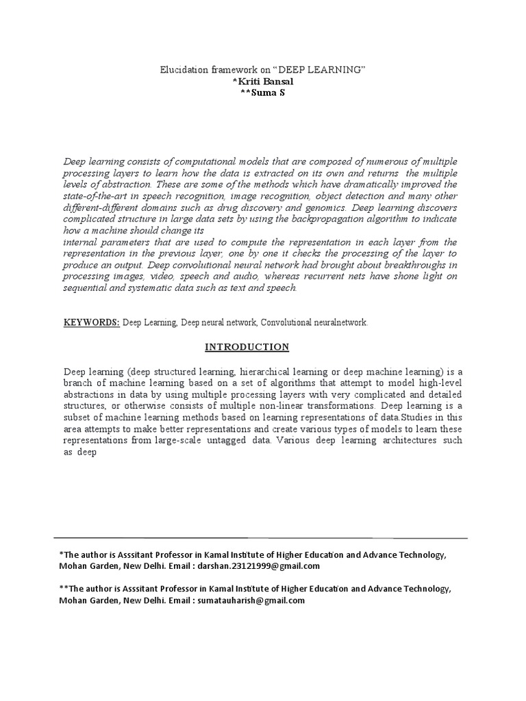 Research Paper Deep Learning Update | PDF | Artificial Neural Network ...