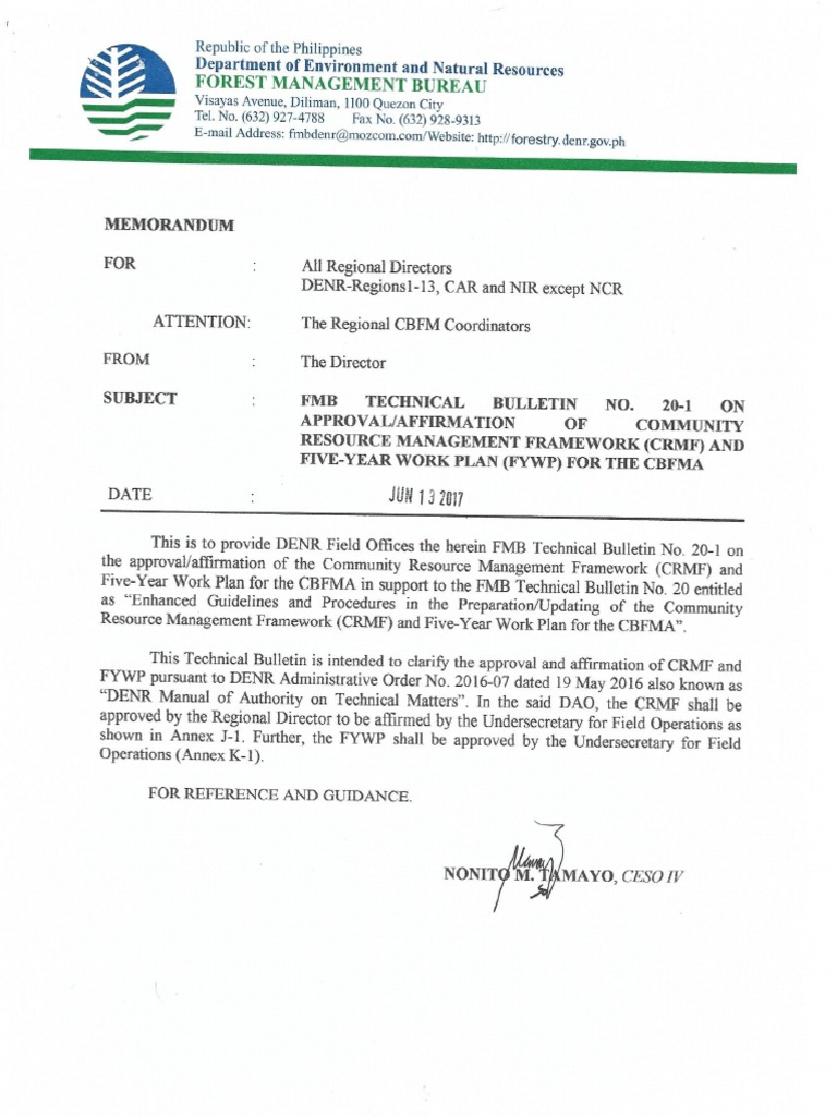 DENR FMB Technical Bulletin No. 20-1 PDF | PDF