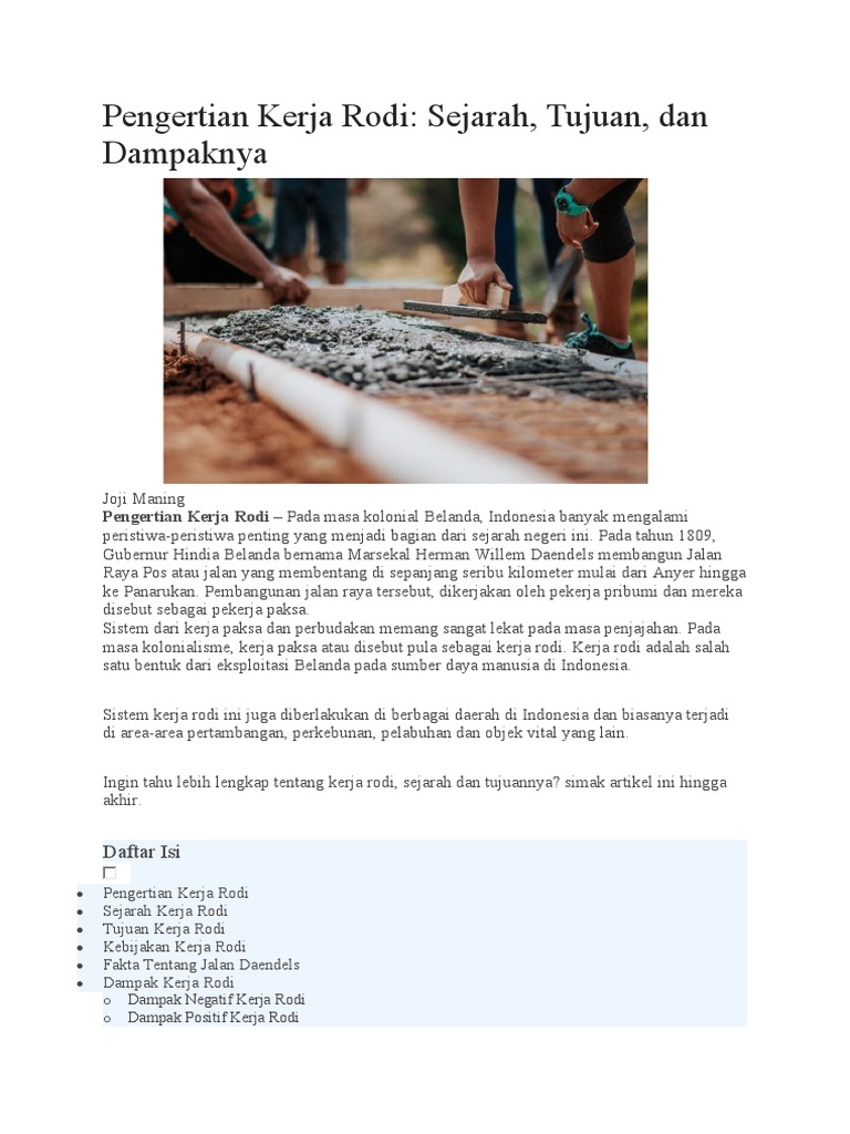 Sejarah dan Dampak Kerja Rodi | PDF | Politik | Perjalanan