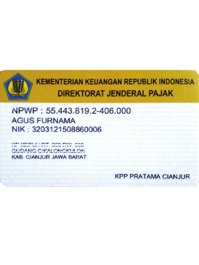 NPWP Agus Furnama | PDF