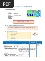 Sesión de Aprendizaje - Día Mundial Del Agua | PDF | Ciencia cognitiva ...