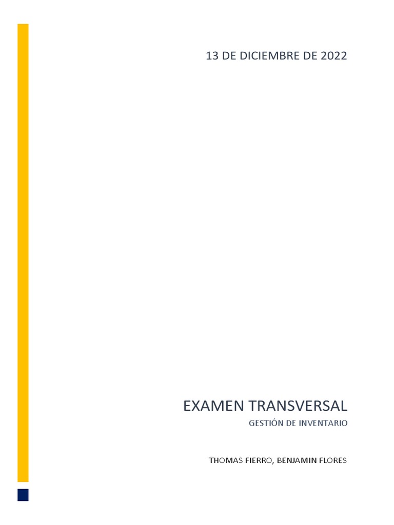 Examen Transversal Gestion de Inventario PDF | PDF | Inventario | Indicador de rendimiento