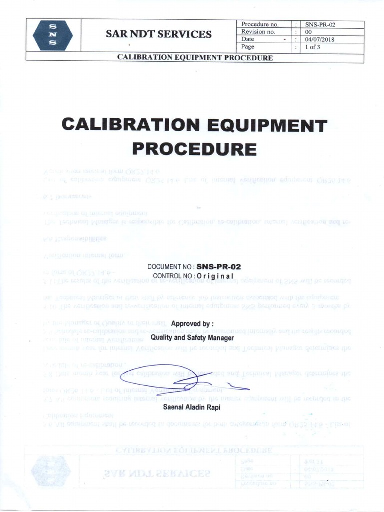 SNS-PR-02 Calibration Equipment | PDF