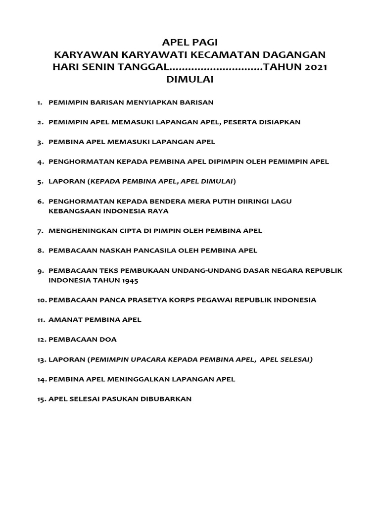 Susunan Apel Pagi | PDF
