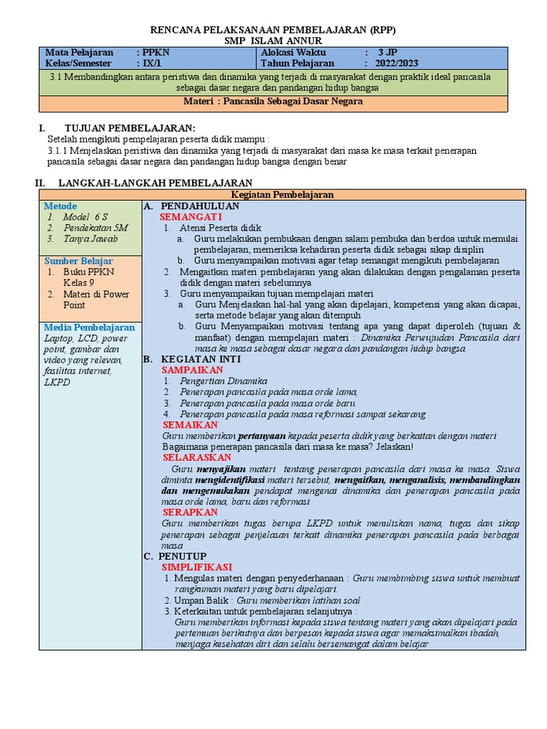 2223 RPP PKN Bab 1 Ke 1 | PDF