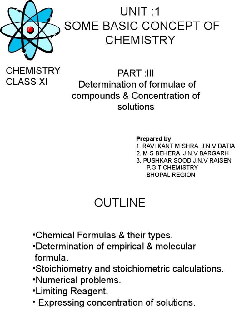 Unit-1 Some Basic Concepts of Chemistry Part-3 | PDF | Mole (Unit) | Stoichiometry