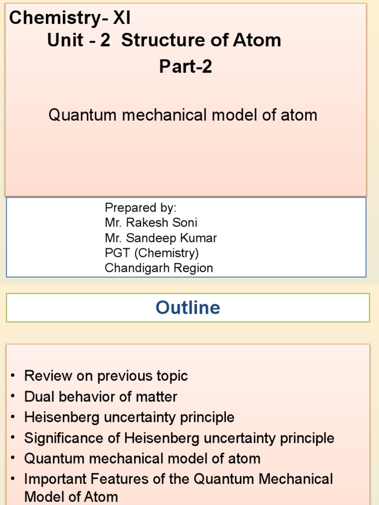 STRUCTURE OF ATOM PART-2 PPT | PDF | Schrödinger Equation | Quantum ...