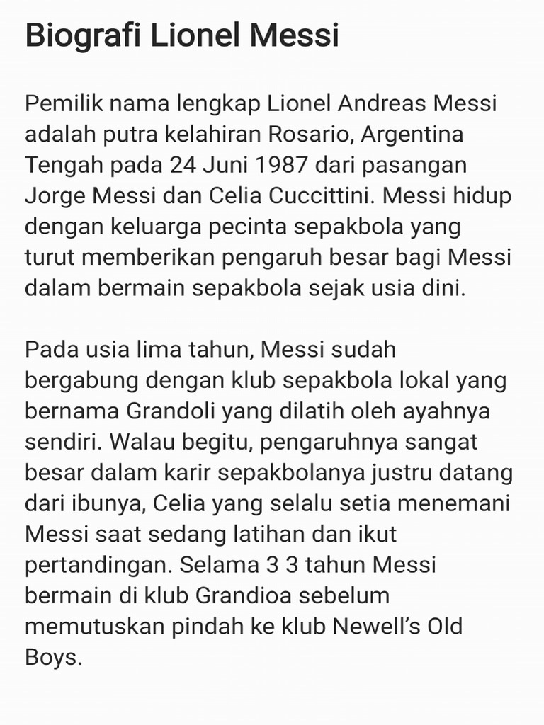 Biografi Lionel Messi | PDF