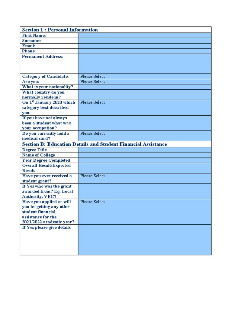 Final Aspire Financial Questionnaire 2021 With Drop Down Menus | PDF