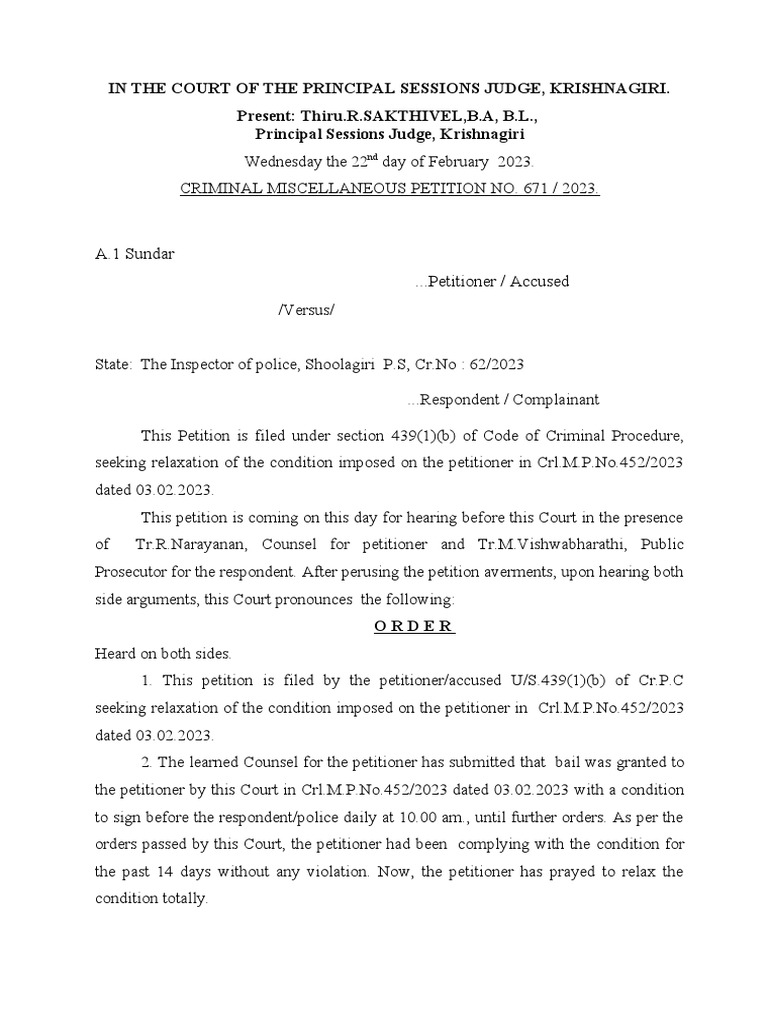 Relaxation Petition Order | PDF | Bail | Public Sphere