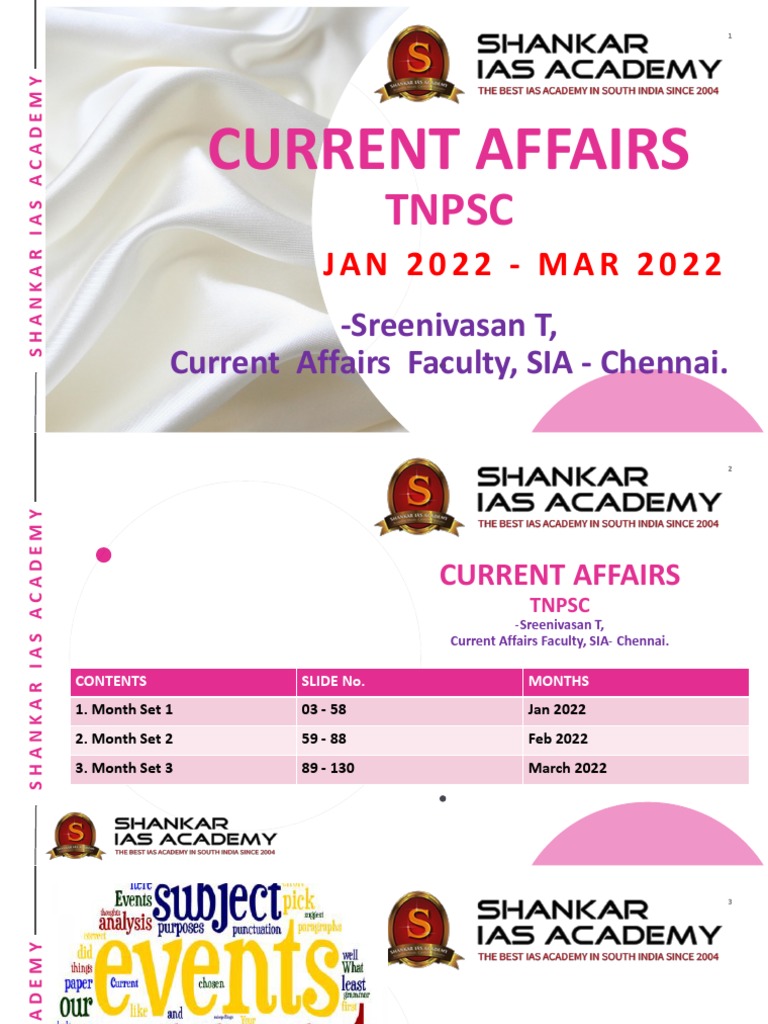 CURRENT AFFAIRS JAN 2022 To MAR 2022 TNPSC | PDF