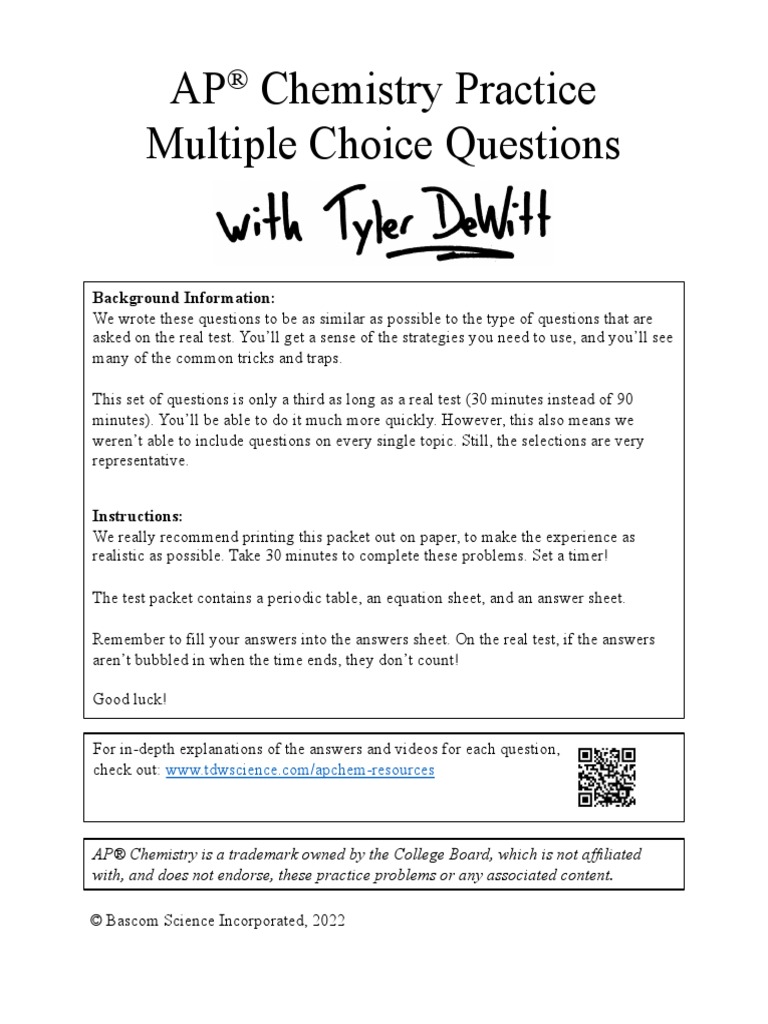 AP Chemistry Mini Test Complete PDF | PDF | Acid | Physical Chemistry
