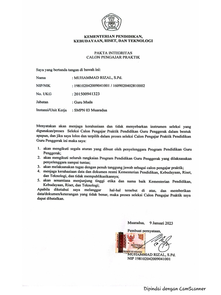 Pakta Integriras CPP | PDF