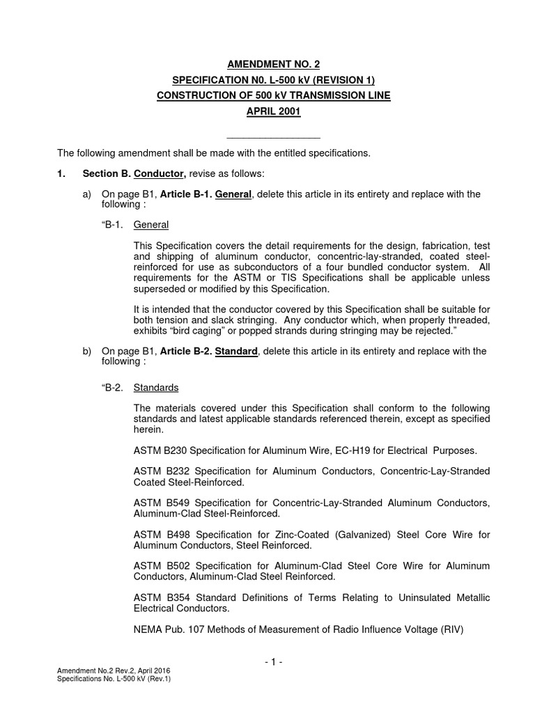 AMENDMENT 2 (500 KV) (Rev2, Apr2016) | PDF | Insulator (Electricity ...