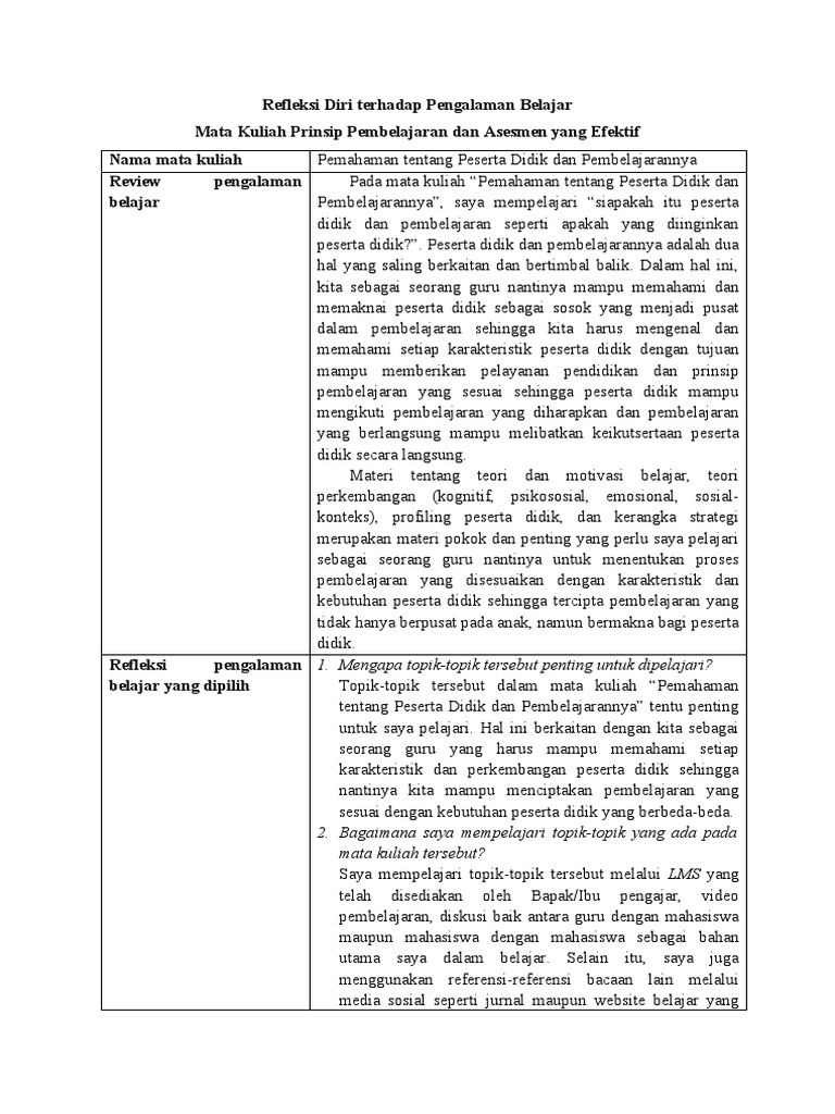 Refleksi MK PPDP | PDF