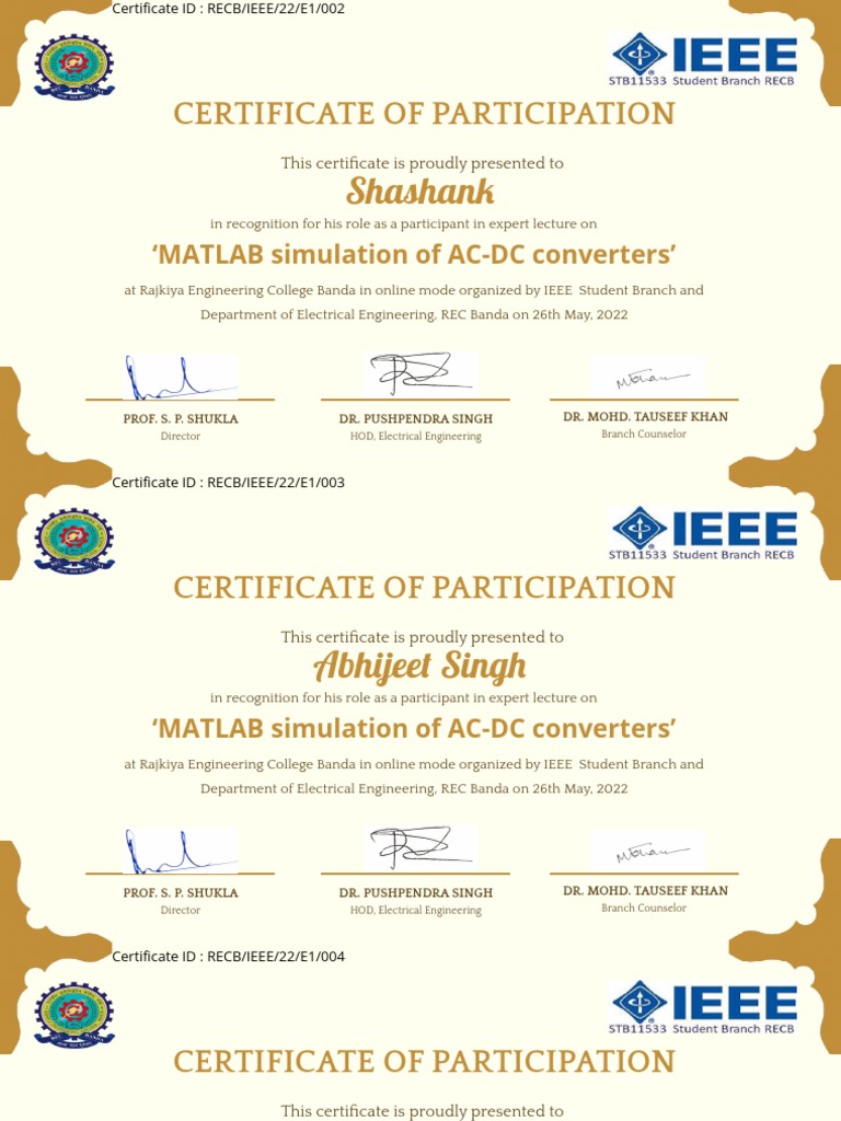 Participation Certificates Pdf Pdf Computer Science Institute Of