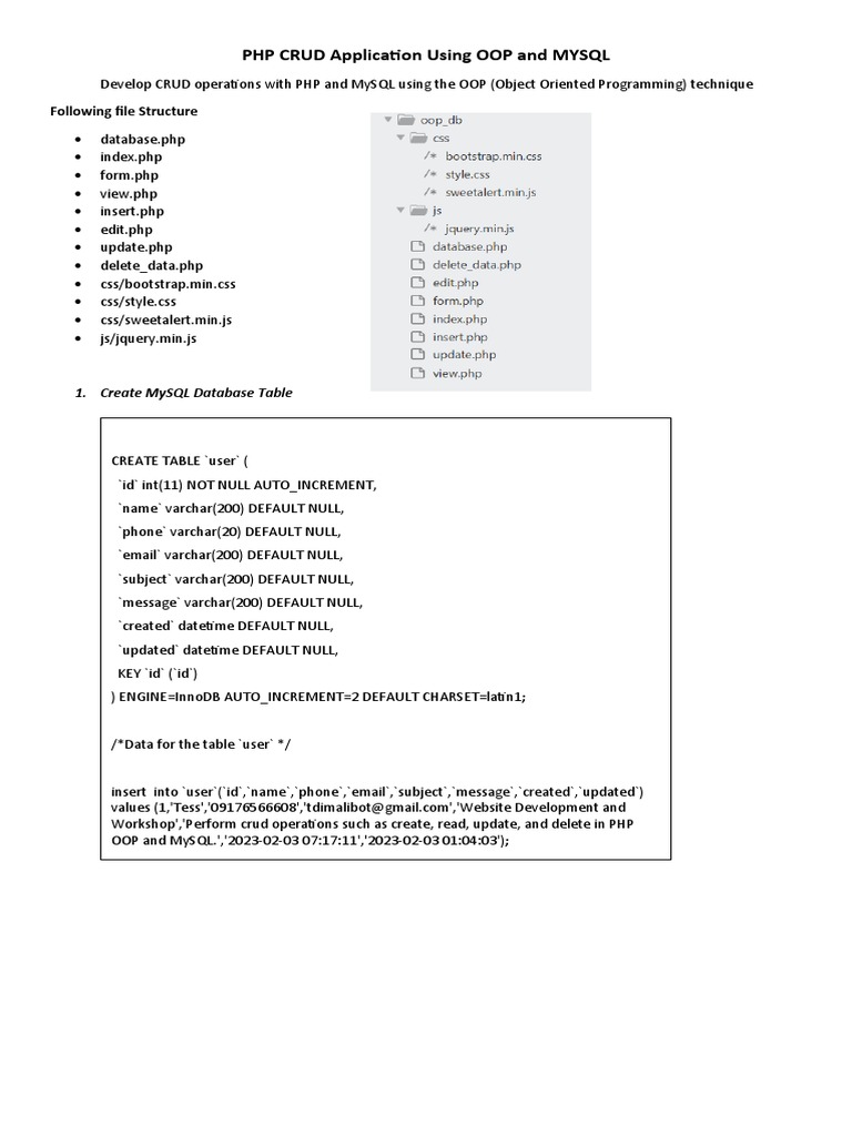 PHP CRUD Application Using OOP and MYSQL | Download Free PDF | Data Management | Computer Data