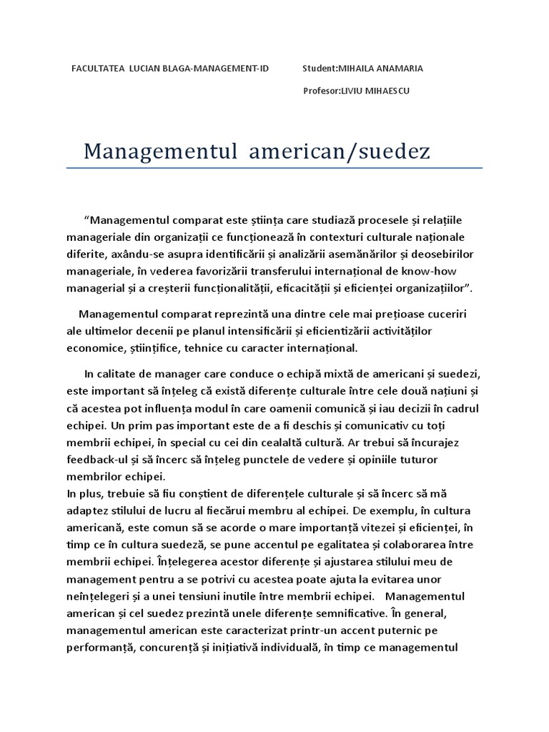 Management Comparat | PDF