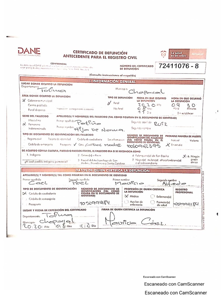 11.certificado de Defuncion | PDF