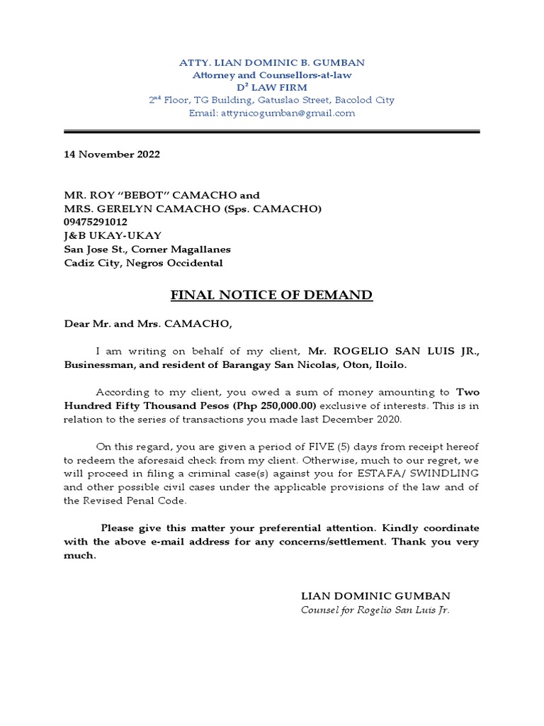 Demand Letter | PDF
