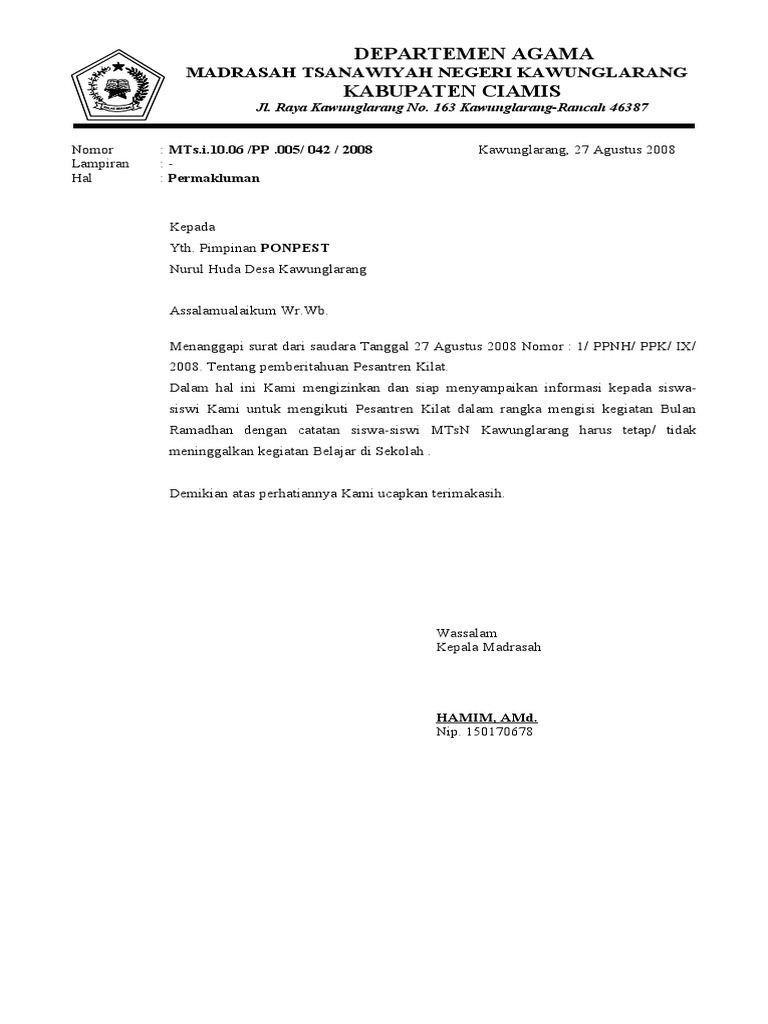 Surat Permakluman | PDF