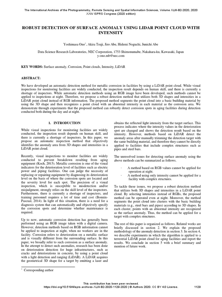 Robust Detection of Surface Anomaly Using Lidar Point Cloud With ... Robust Detection of Surface Anomaly Using Lidar Point Cloud With ...