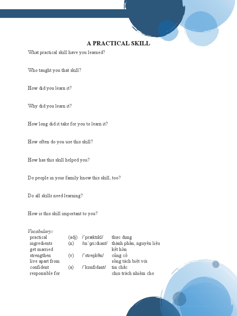 A Practical Skill: Vocabulary | PDF | Festival