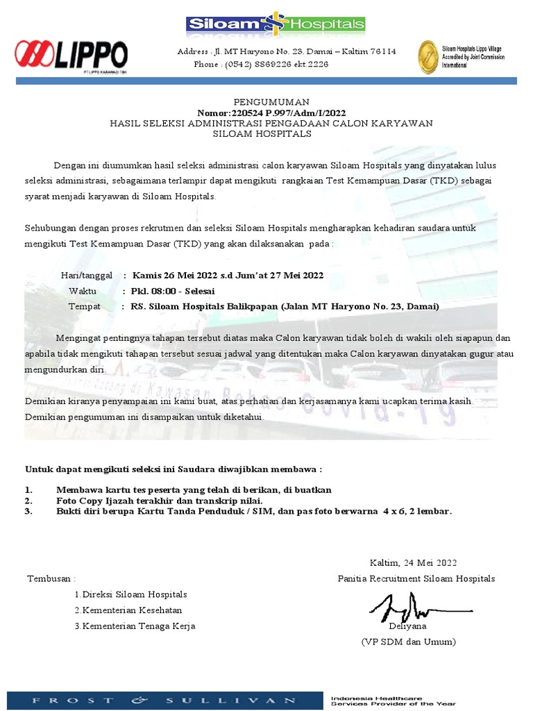 SURAT INTERVIEW RS.SILOAM HOSPITALS | PDF