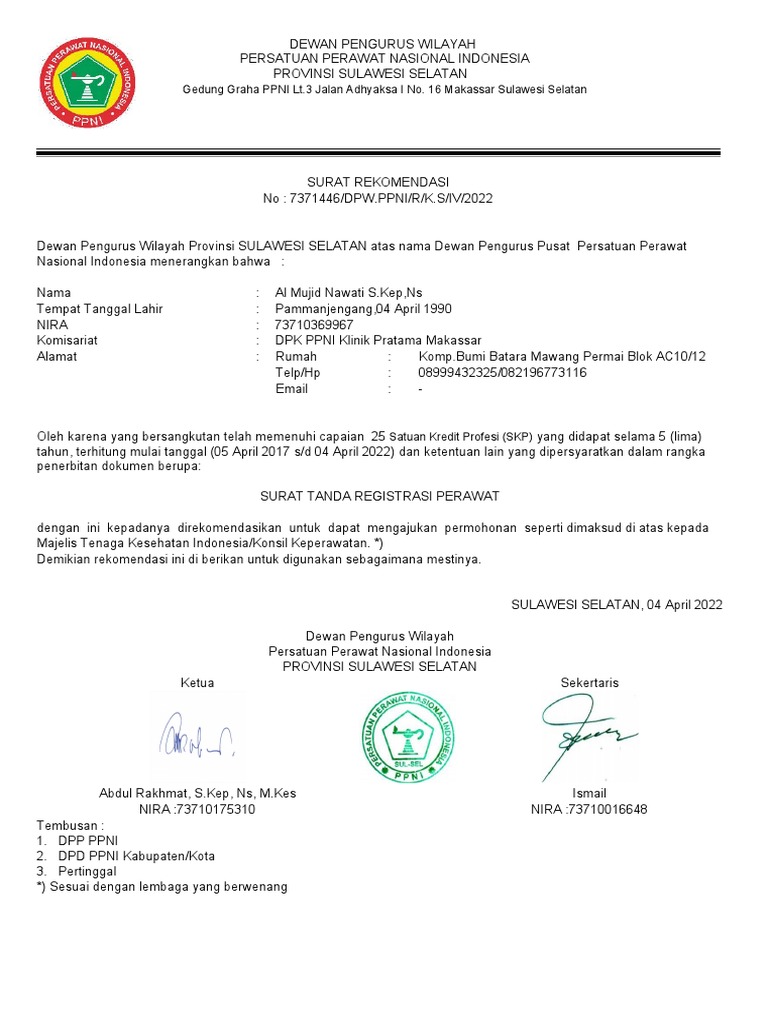 Surat Rekomendasi PKB PDF | PDF