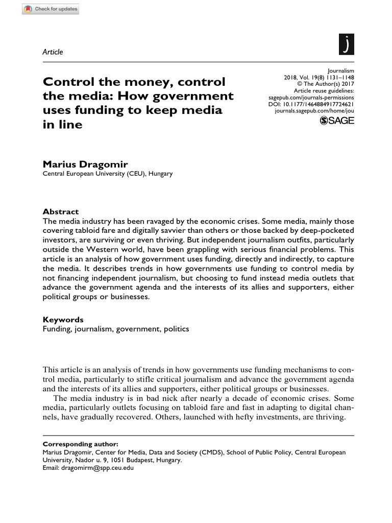Control The Money, Control The Media | PDF | Public Broadcasting | News