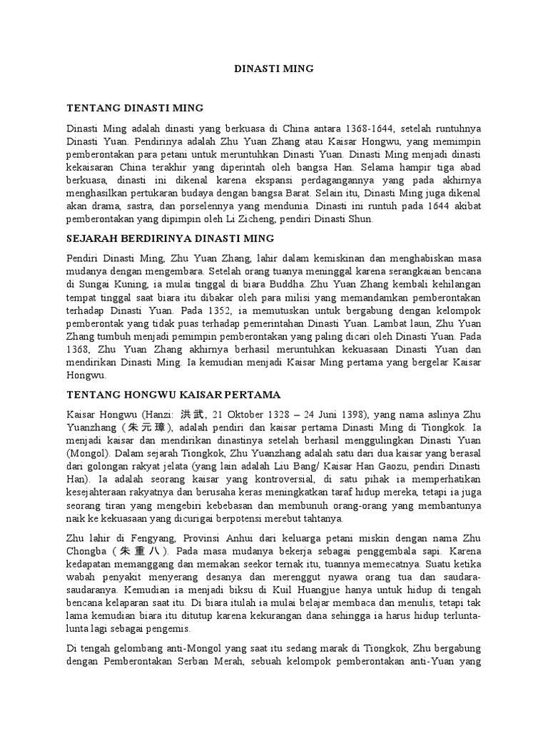 Dinasti Ming | PDF | Politik