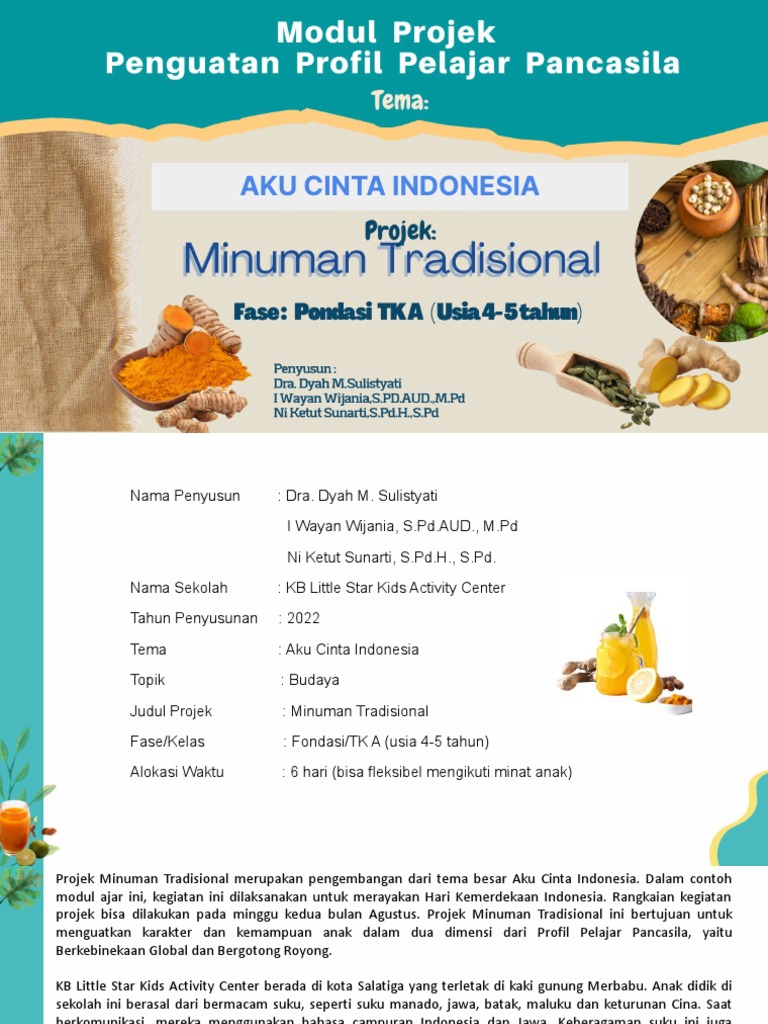 Modul Projek Aku Cinta Indonesia - Minuman Tradisional - Fase Fondasi | PDF Modul Projek Aku Cinta Indonesia - Minuman Tradisional - Fase Fondasi | PDF