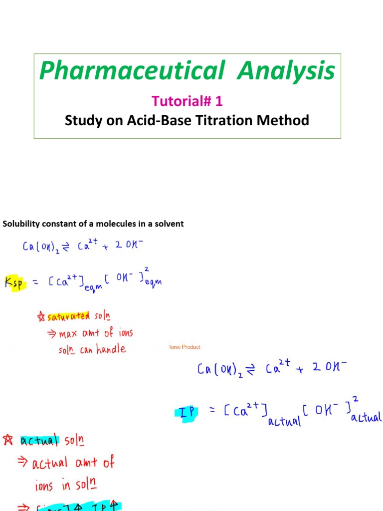 Pharmaceutical Analysis: Study On Acid-Base Titration Method | PDF