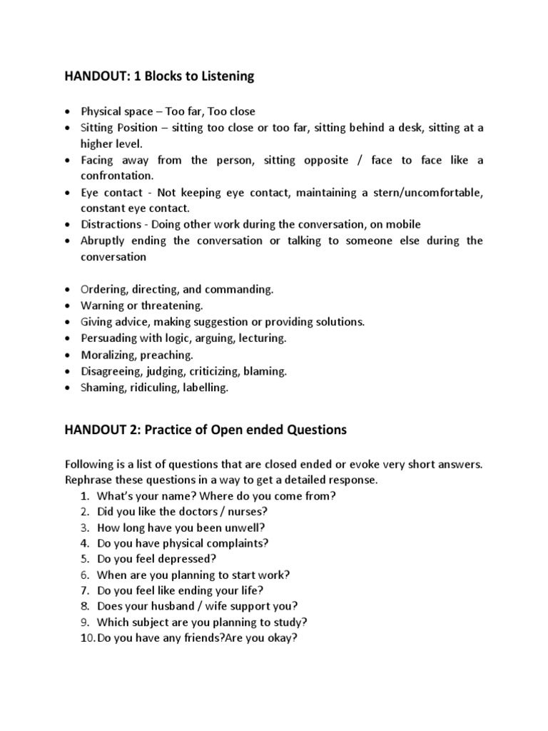 HANDOUT For Communication Skills DPR | PDF
