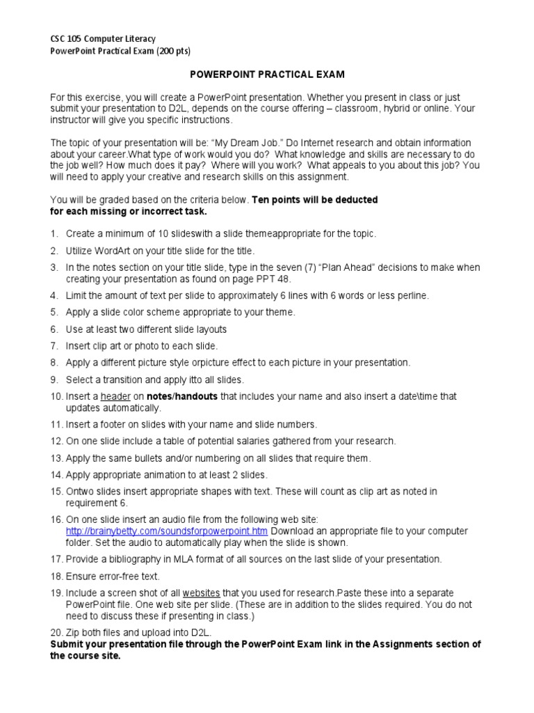 PowerPoint Practical Exam | PDF | Microsoft Power Point | Computer File