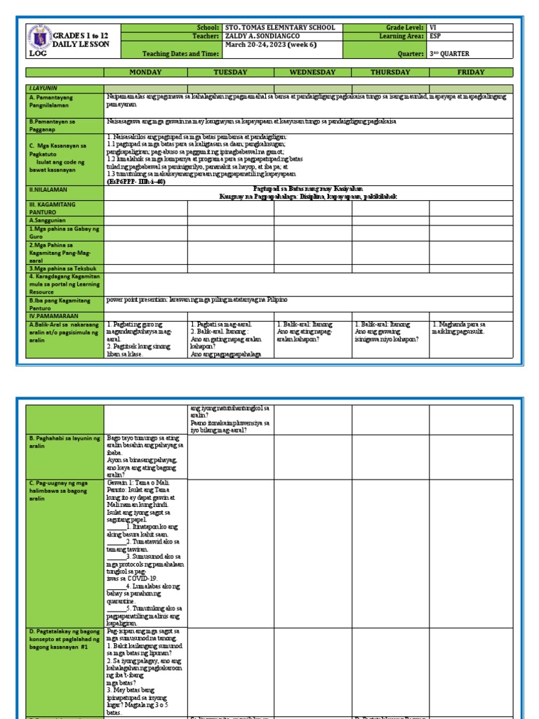 DLL - Esp 6 - Q3 - W6 | PDF