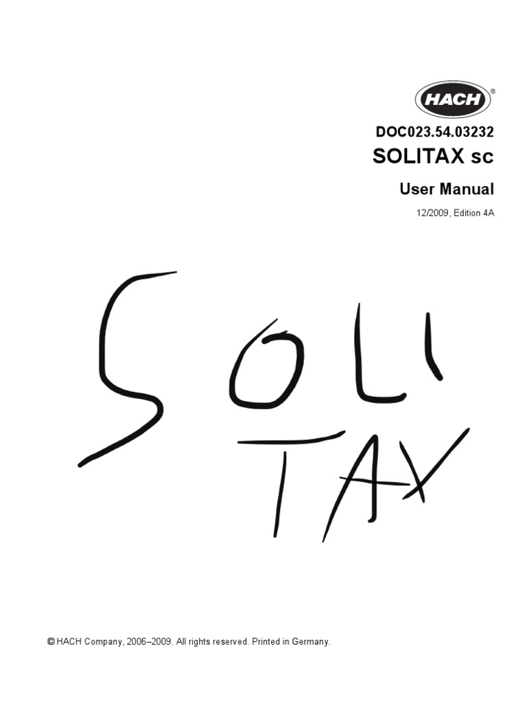 Solitax User Manual PDF | Download Free PDF | Calibration | Pipe (Fluid ...