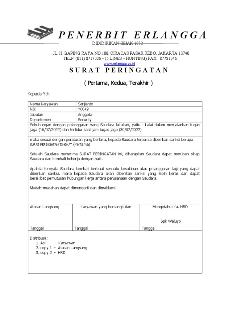 Form SP Karyawan | PDF