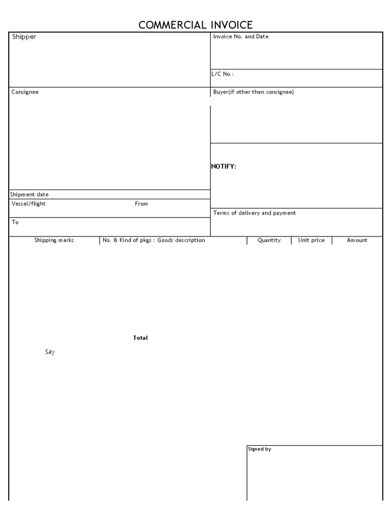 Invoice + Packing List Blank | PDF