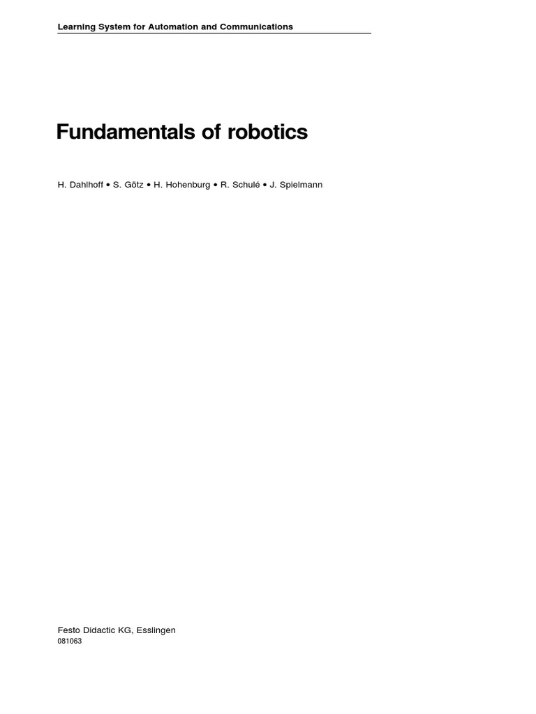 FESTO Fundamentals of Robotics PDF | PDF | Robot | Robotics