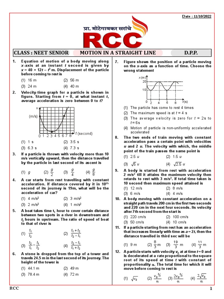 Motion in One Dimention | PDF | Acceleration | Velocity